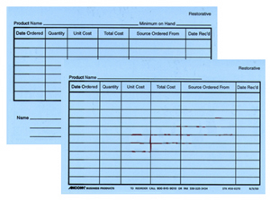 Item# 50-0270 Inventory Cards-Restorative