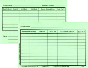 Item# 50-0271 Inventory Cards